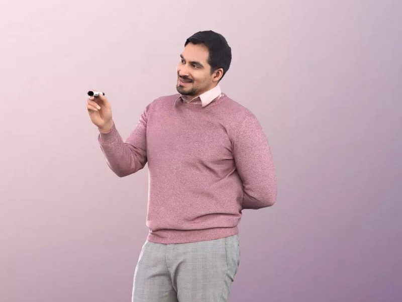 Desire FX 3d models | Colored Man Presenting Professor Teacher low-poly ...