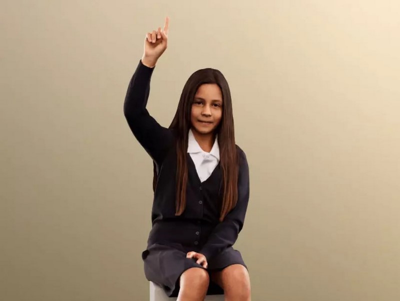 Desire FX 3d models | Sitting School Girl Rising Hand low-poly 3d model