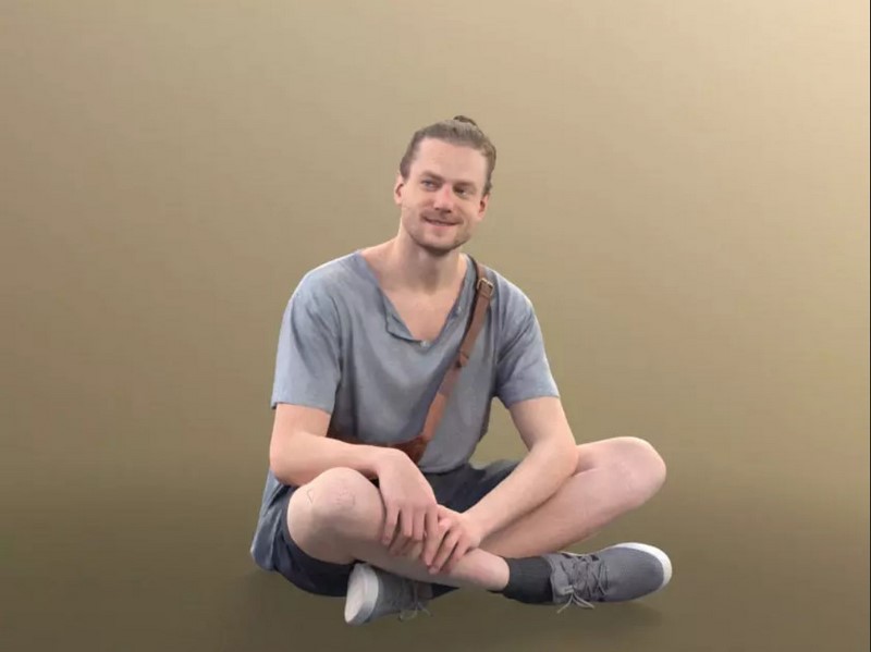 Desire FX 3d models | Sitting man cool hipster with bag and manbun 3D model