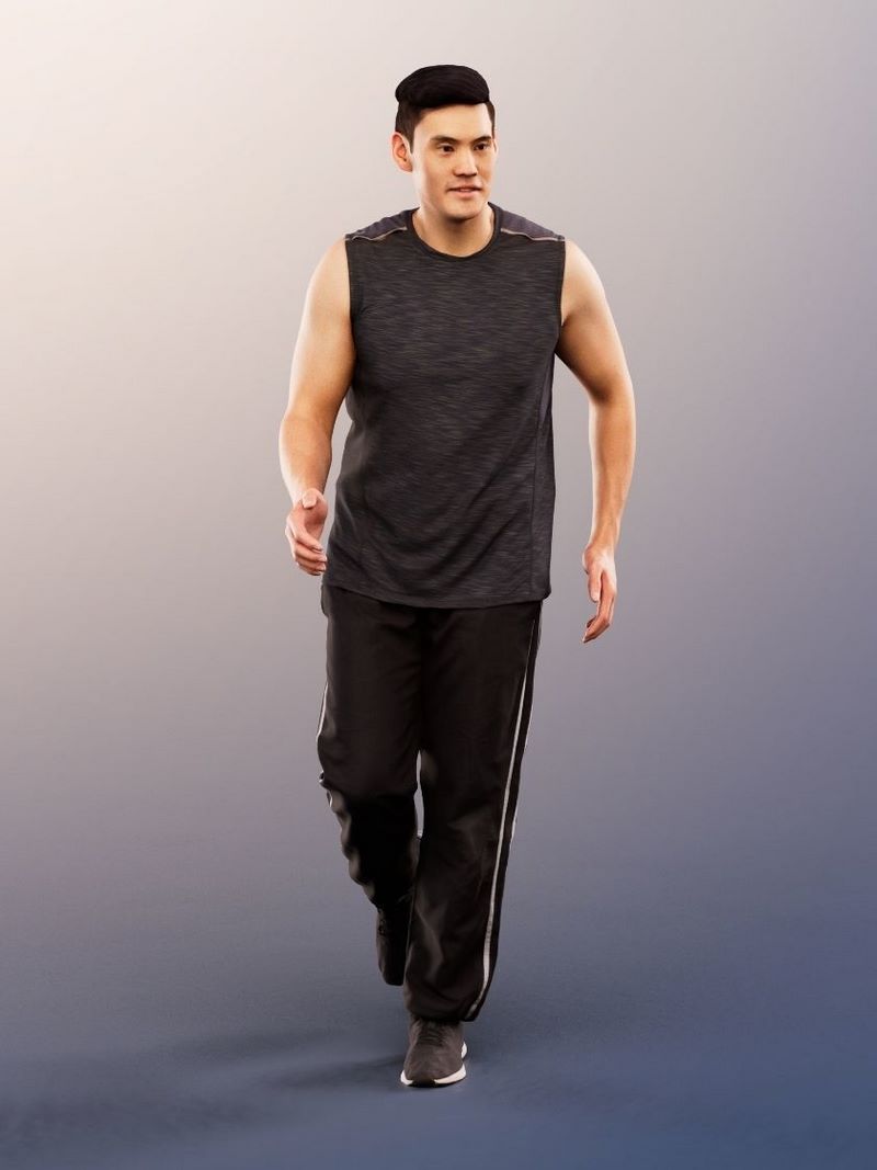 Desire FX 3d models | Athletic Asian Man Running low-poly 3d model