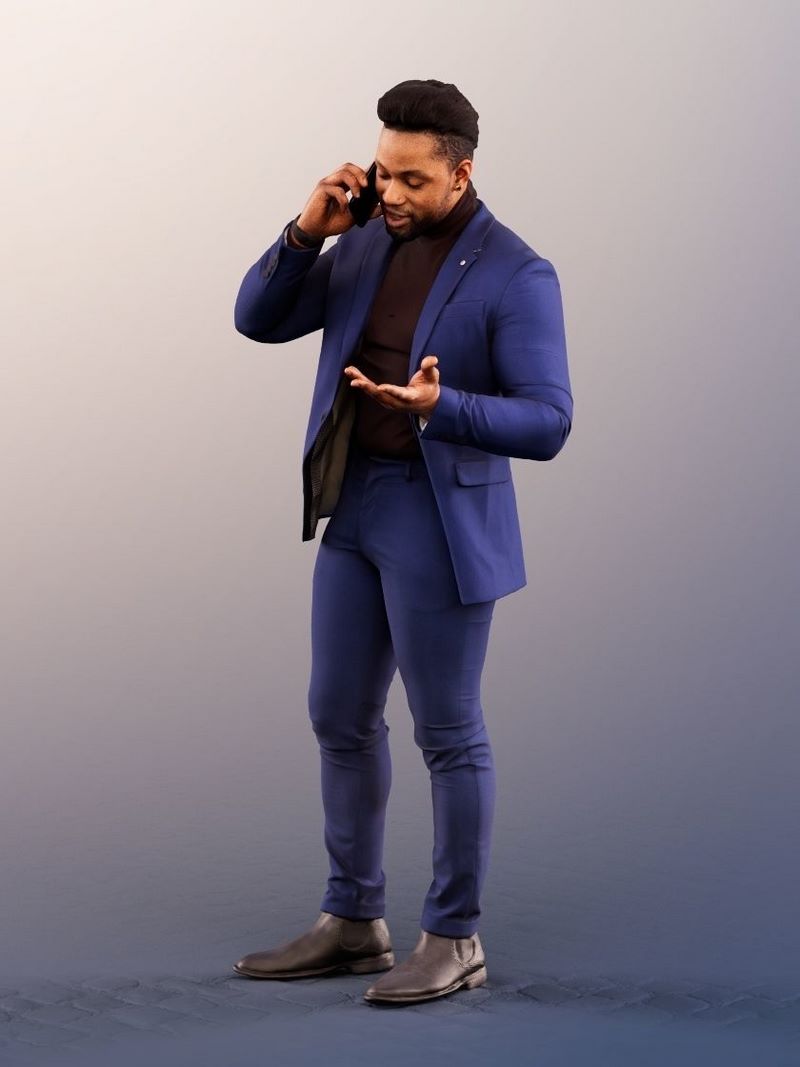 Desire FX 3d models | Coloured Business Man Talking On Phone low-poly ...