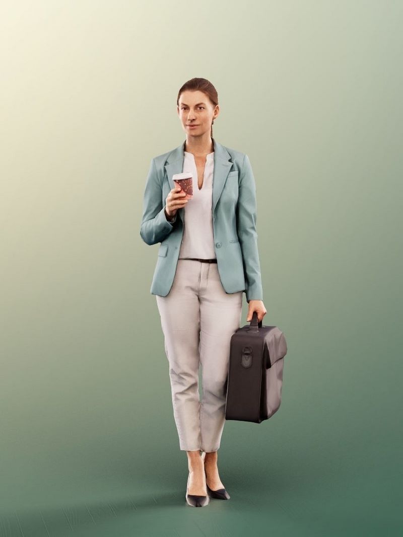 Desire FX 3d models | Standing Business Woman With Bag low-poly 3d model
