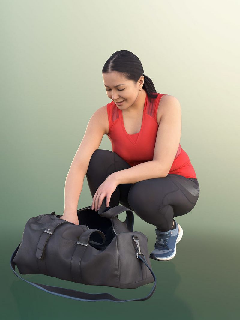 Desire FX 3d models | Athletic Asian Woman Crouching Searching In Bag ...