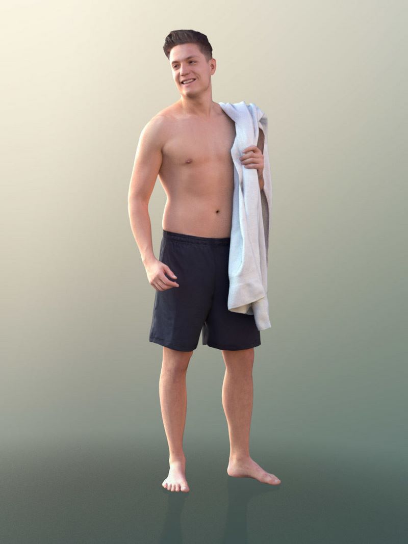 Desire FX 3d models | Young Man In Bermuda Shorts With Towel 3D model