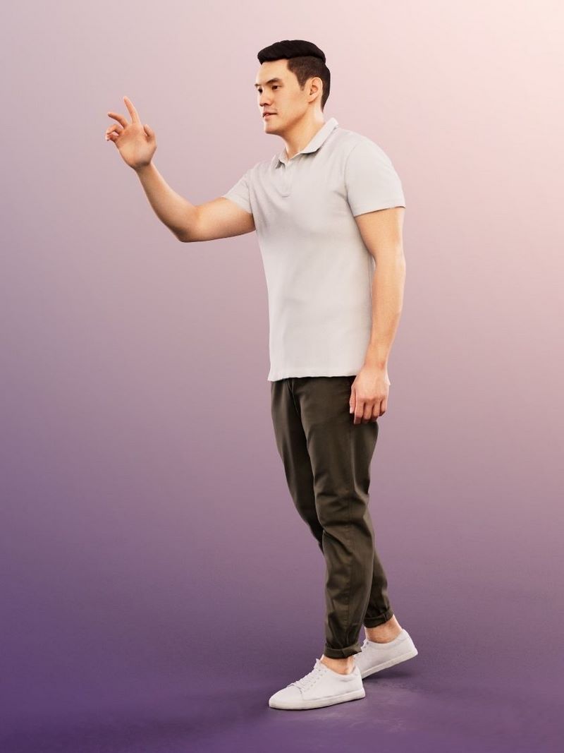 Desire FX 3d models | Casual Asian Man Waving low-poly 3d model