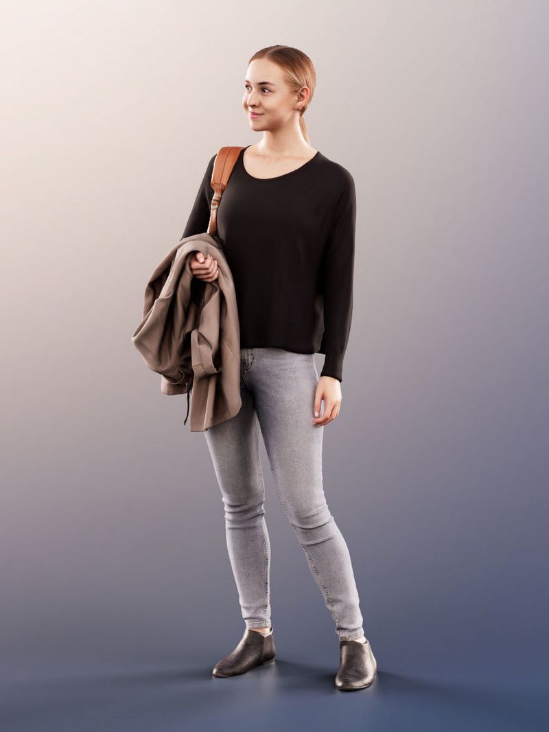 Desire FX 3d models | Casual Smiling Woman with Bag and Jacket Over Arm ...