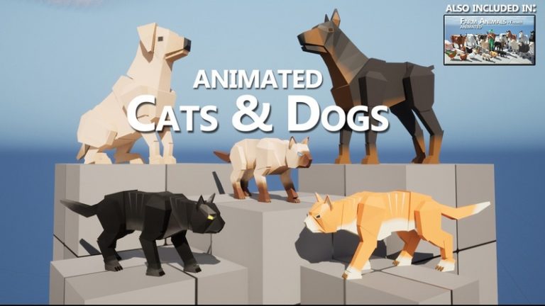 Desire FX 3d models | Animated Cat & Dog – 3D Low Poly Cubic – Unreal ...
