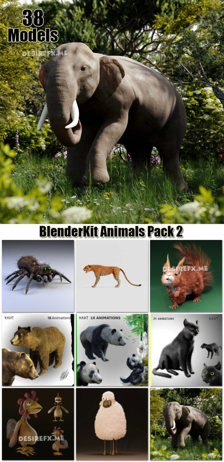 Desire FX 3d models | BlenderKit Animals Pack 2