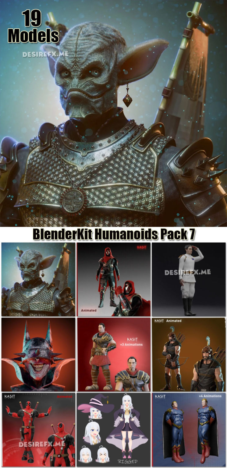 Desire FX 3d models | BlenderKit Humanoids Pack 7