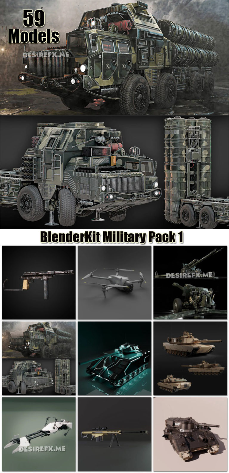 Desire FX 3d models | BlenderKit Military Pack 1