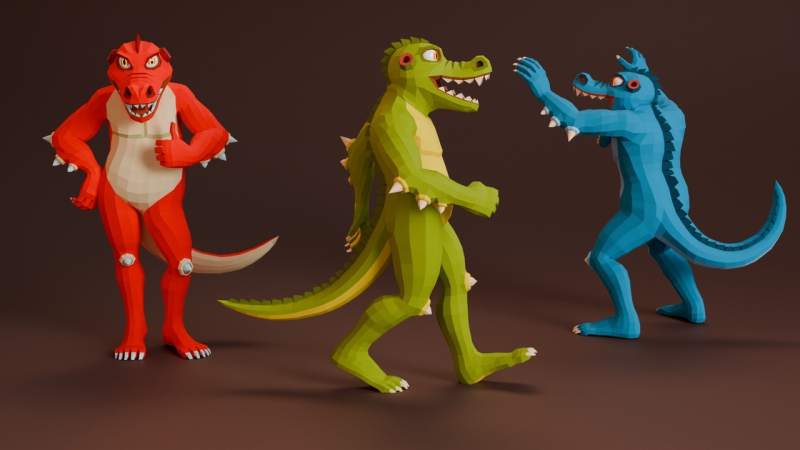 Desire FX 3d models | Crocodile Man Monster – low-poly stylized ...