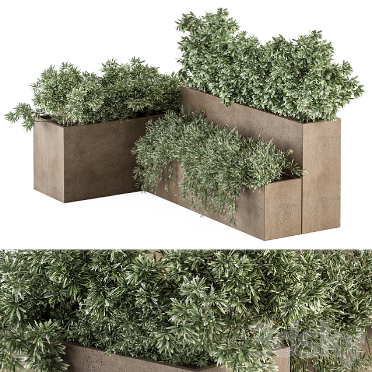 Desire FX 3d models | Outdoor Plant Set 278 – Concrete Plant Box Set ...