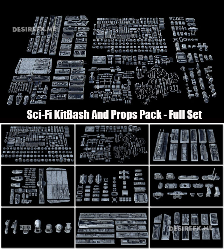 Desire FX 3d models | Sci-Fi KitBash And Props Pack – Full Set