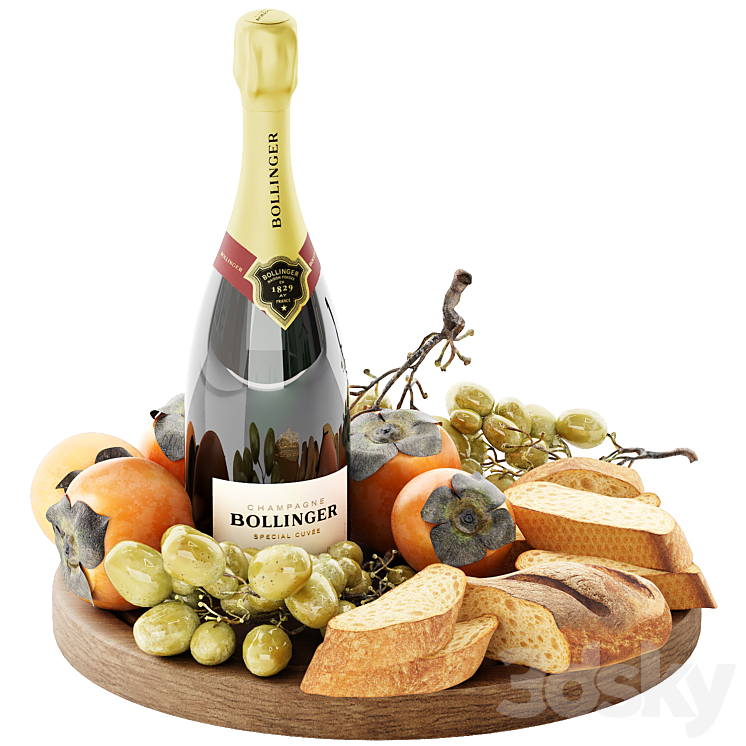 Desire FX 3d models | Set of champagne fruits and breads – 3D Model