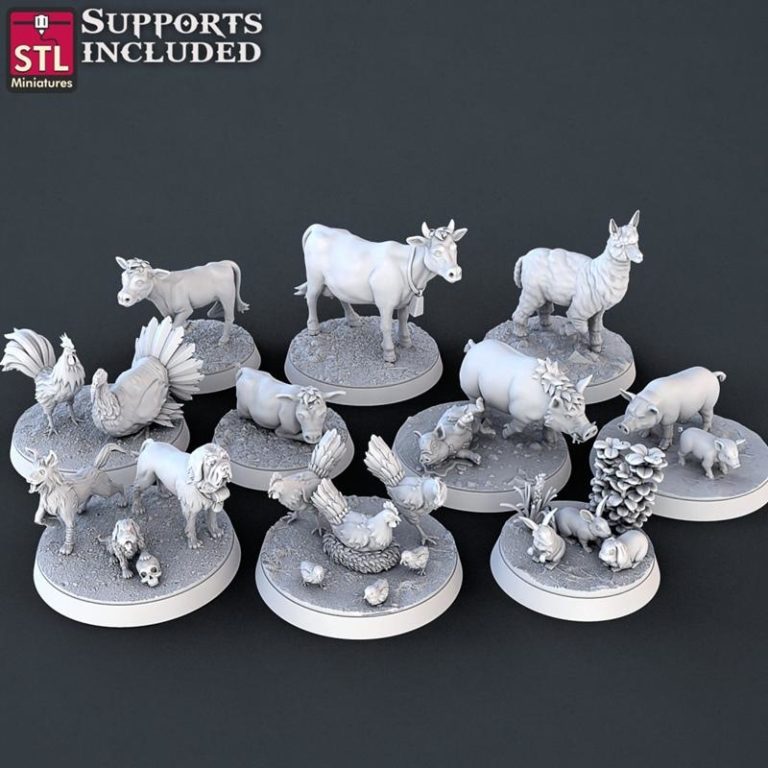 Desire FX 3d models | STL Miniatures – Farm Animals Set – 3D Print ...