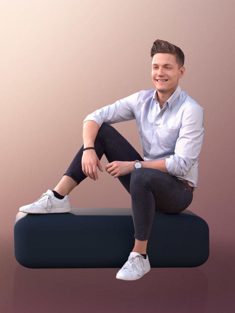 Desire FX 3d models | Elegant Man Sitting low-poly 3d model