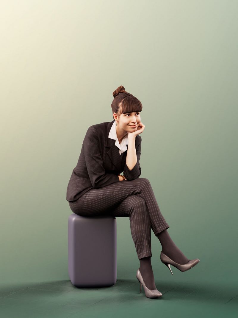 Desire FX 3d models | Business Woman Sitting Leaning On Hand low-poly ...