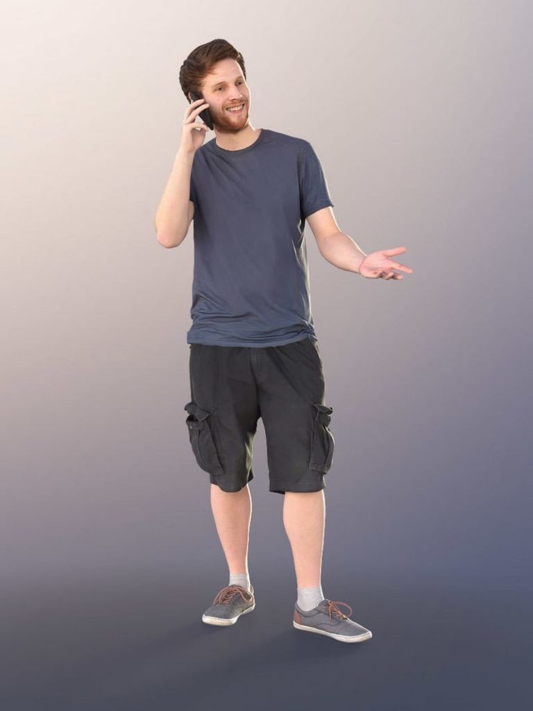 Desire FX 3d models | Man Standing Talking With Smartphone low-poly 3d ...