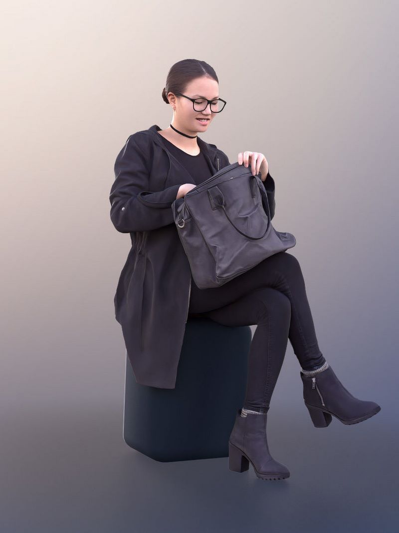 Desire FX 3d models | Young Woman Sitting And Searching In Bag low-poly ...