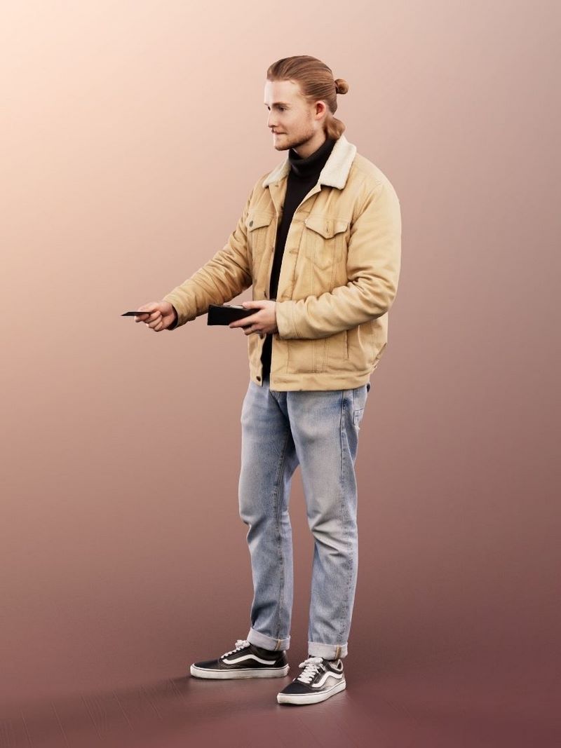 Desire FX 3d models | Standing Casual Man Paying low-poly 3d model