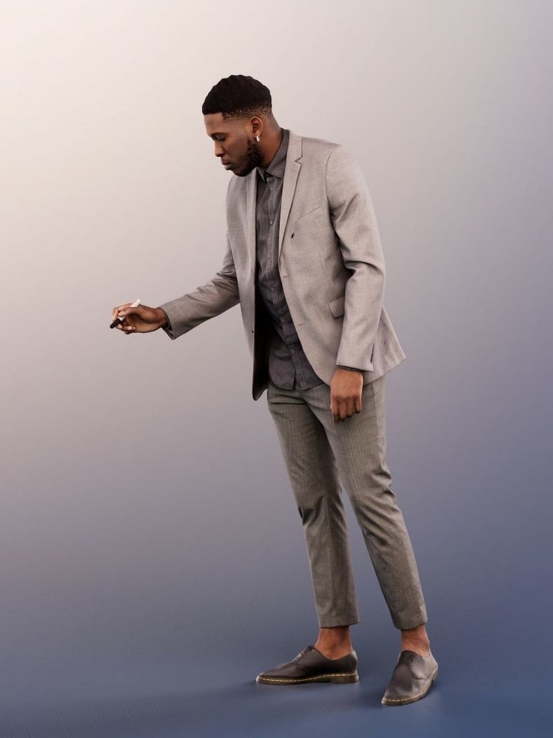 Desire FX 3d models | Standing Elegant Black Man Writing low-poly 3d model