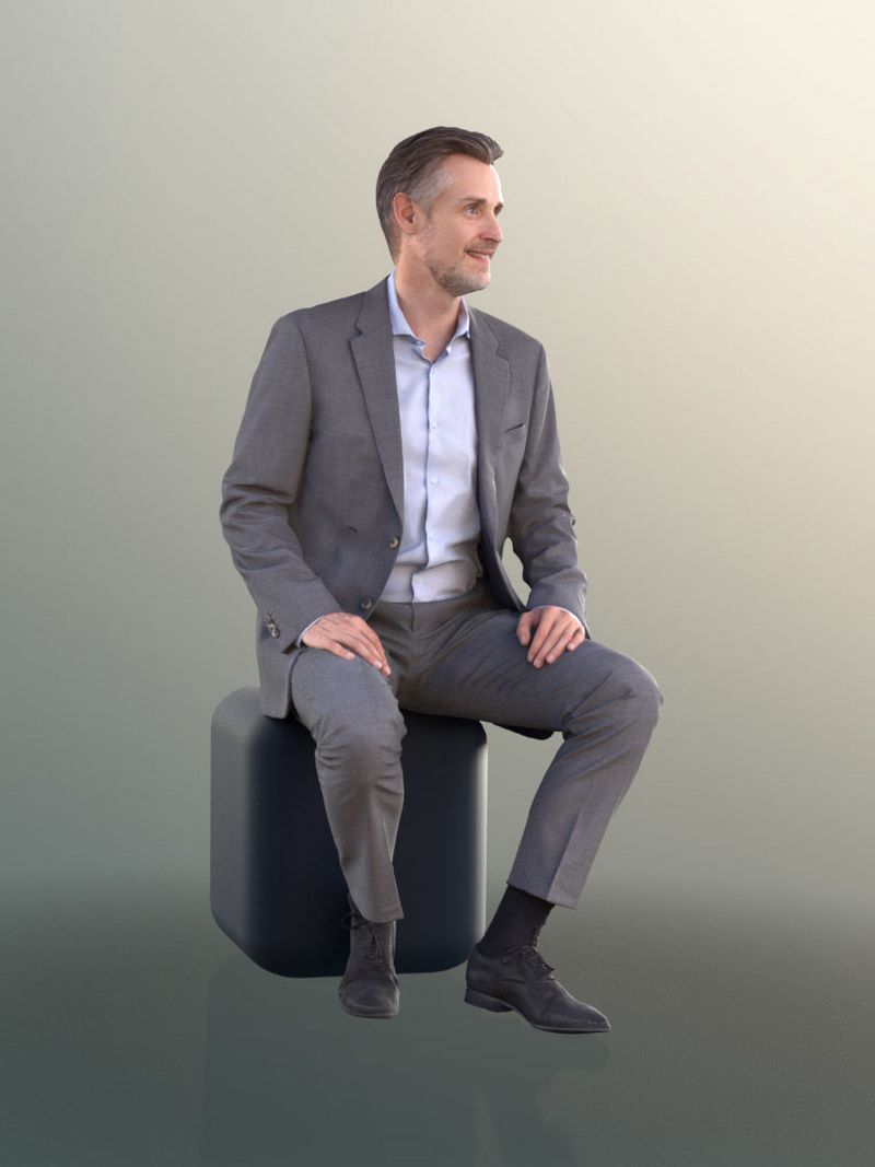 Desire FX 3d models | Elegant Man Sitting low-poly 3d model