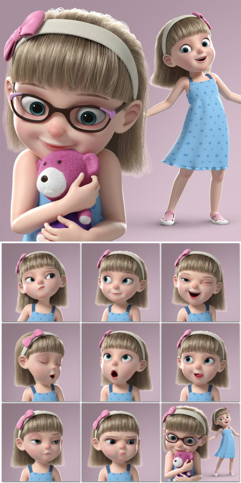 Desire FX 3d models | Cartoon Girl Rigged