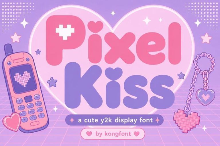 Desire FX 3d models | Pixel Kiss – Cute Y2K Display Font SJZZPRB